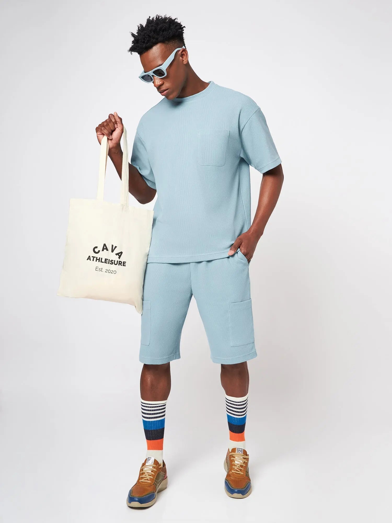 Tahiti Teal Waffle Set - CAVA athleisure – CAVA Athleisure Pvt Ltd
