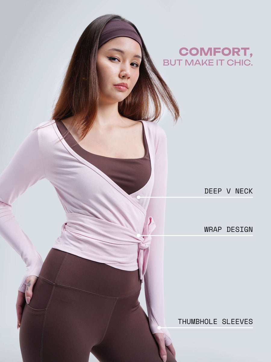 Pink Cotton Wrap Top – CAVA Athleisure Pvt Ltd