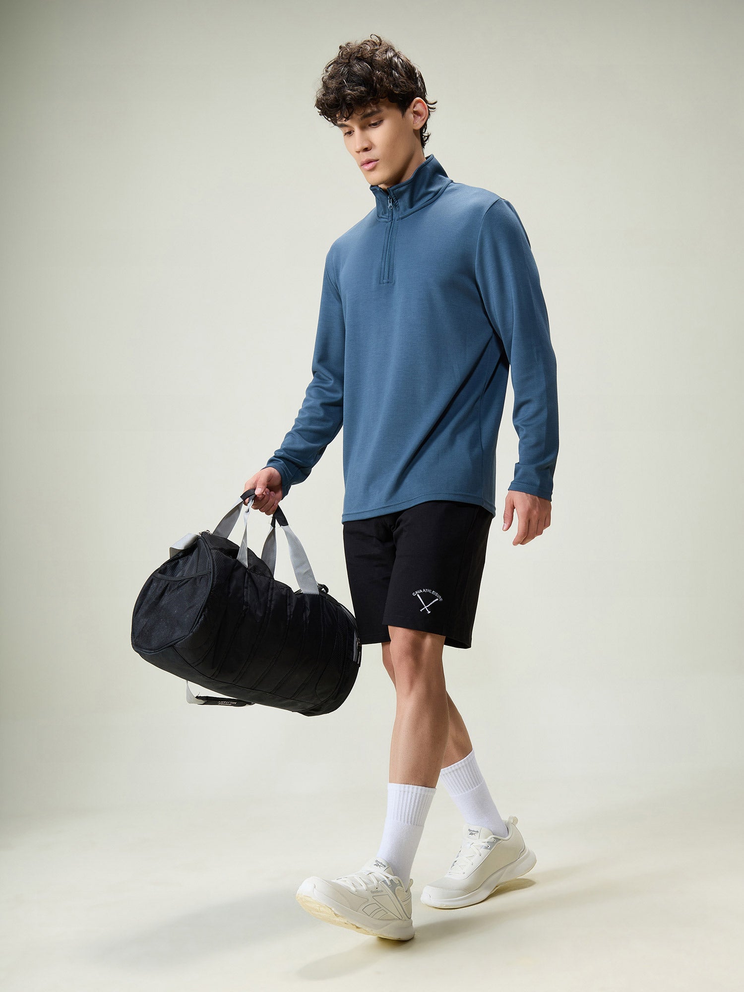 Petrol Blue Modal Quarter Zip – CAVA Athleisure Pvt Ltd