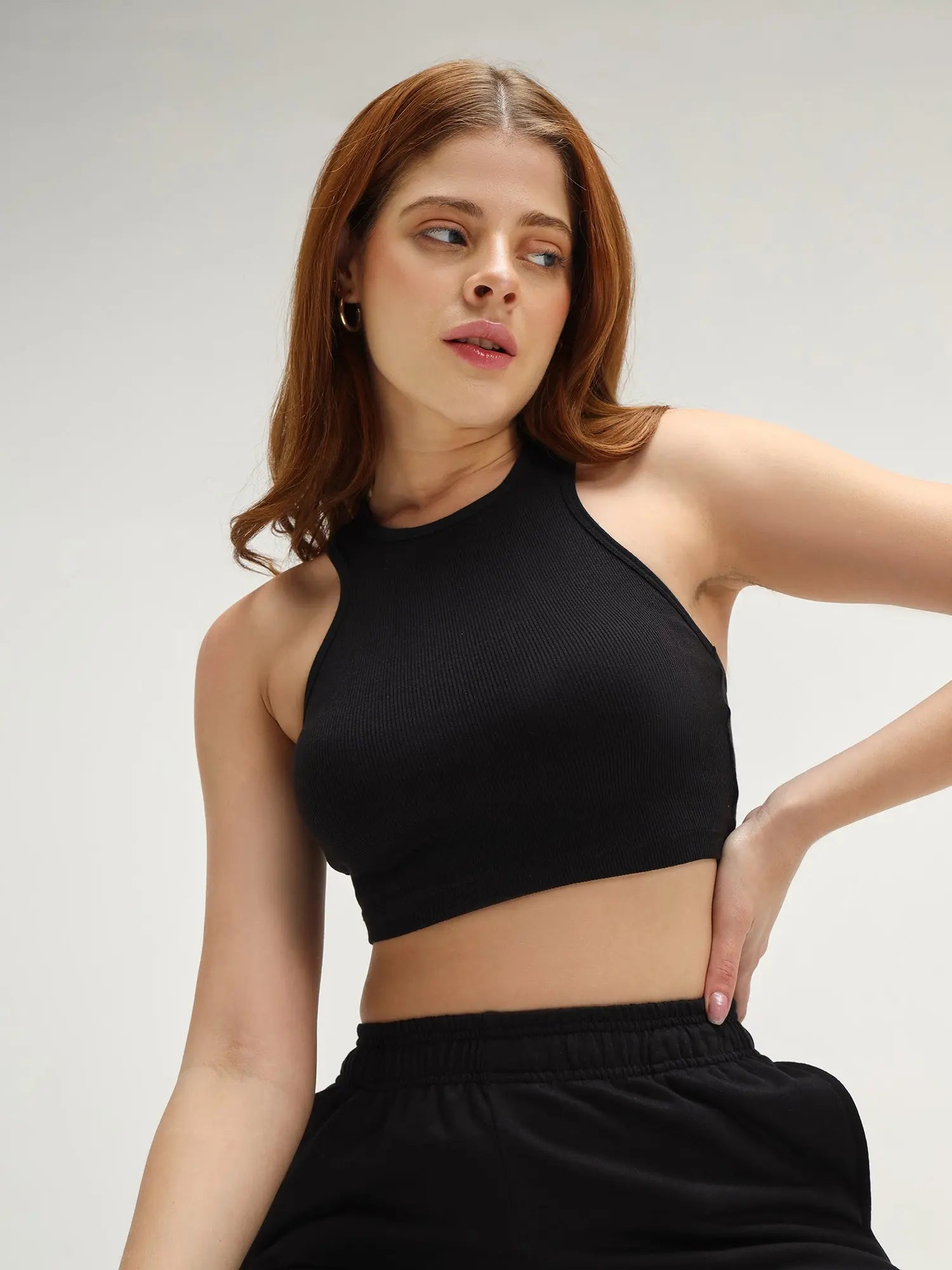 Black Ribbed Crop Top - CAVA athleisure – CAVA Athleisure Pvt Ltd